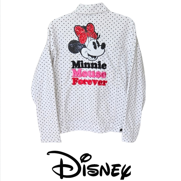 Disney | Tops | Disney Minnie Mouse Forever Embroidered Jean Jacket ...